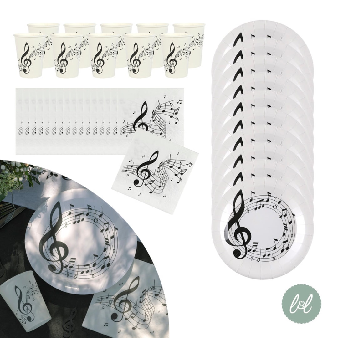 Musical Note Party Tableware, Disco Party, Musician Birthday Partyware ...