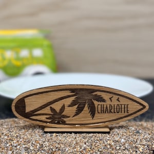 Surfboard Place Names Wooden Personalised, Beach Theme Wedding Favours ...