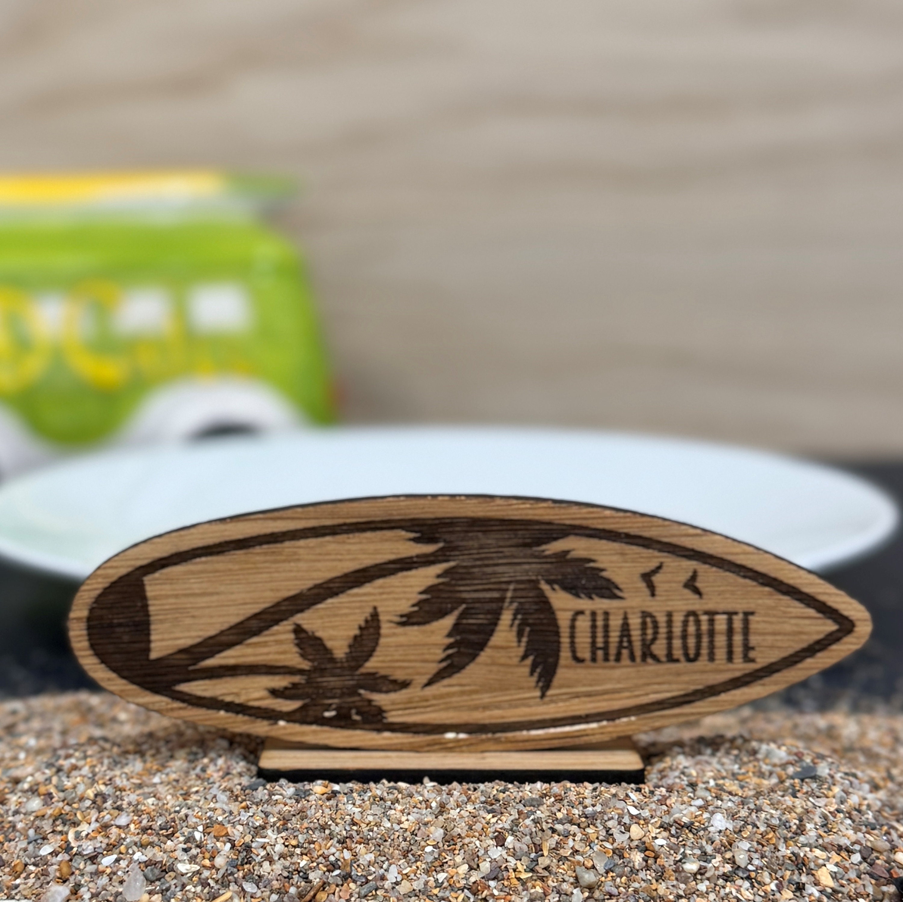 Surfboard Place Names Wooden Personalised, Beach Theme Wedding Favours ...