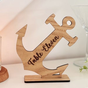 Nautical Anchor Table Number Name, Navy Wedding Centrepiece, Beach ...