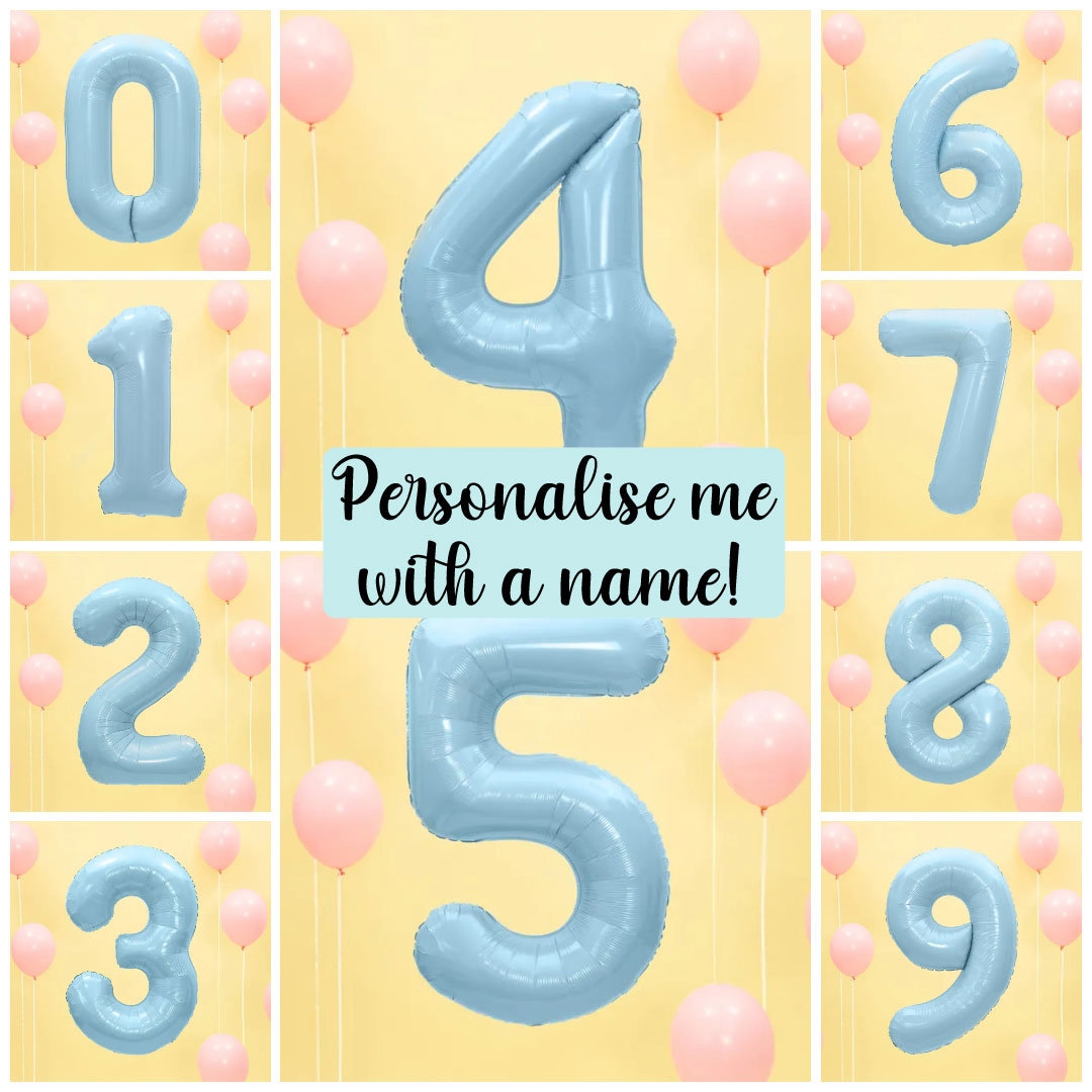 Giant Blue Number Balloon and Personalisation, Birthday Age Balloons ...