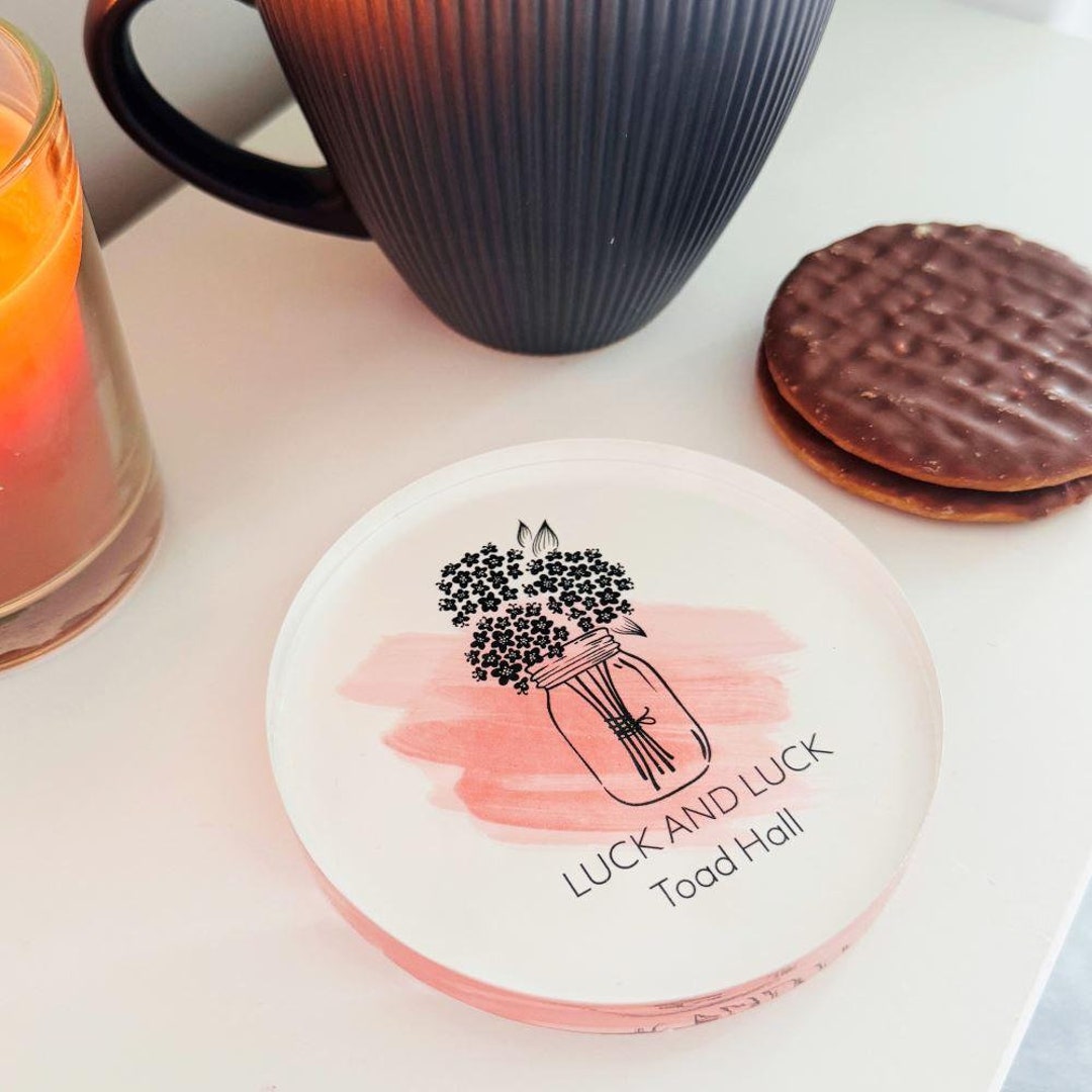 Personalised Round Acrylic Coaster With Company Logo, Custom Business ...