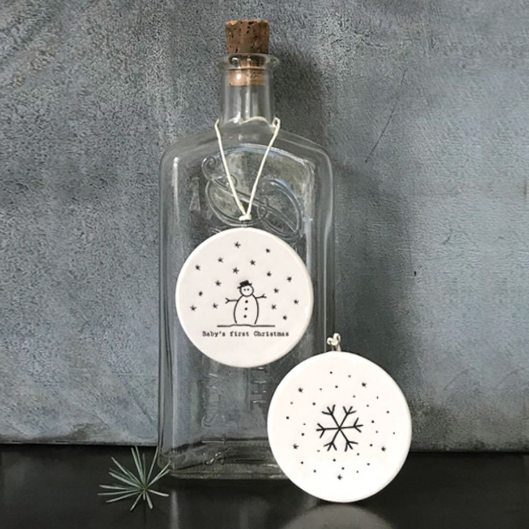 Porcelain Christmas Flat Bauble, Keepsake Bauble, Christmas Tree ...