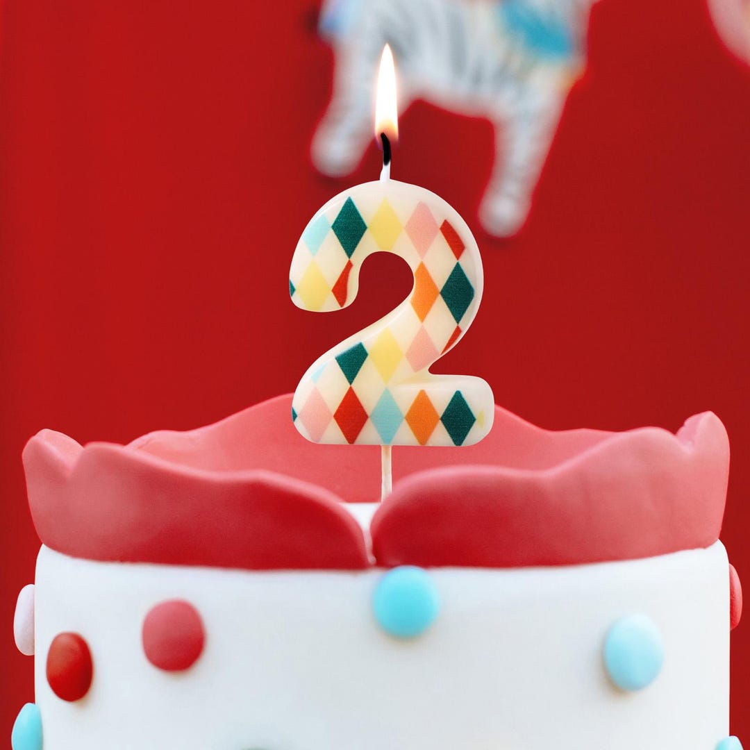 Elegant Number 2 Birthday Candle, Circus Theme Celebrations, Cake Age ...