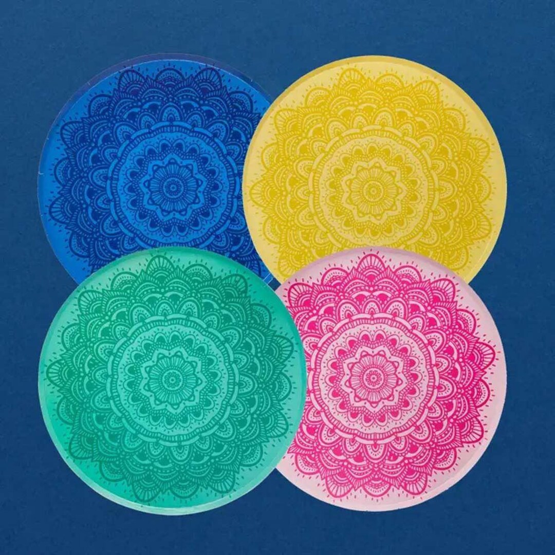 8 Mandala Diwali Multi Coloured Paper Plates, Diwali Party Plates, Blue ...
