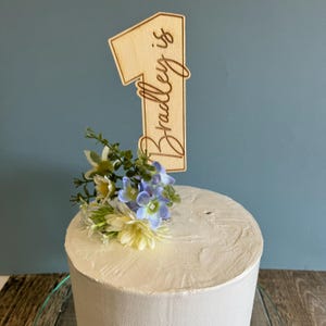 Personalised Wooden 1st Birthday Cake Topper, Number 1 Cake Topper With ...