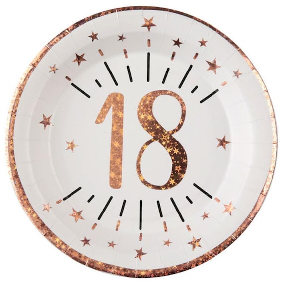 10 Rose Gold 18th Birthday Paper Plates Sparkling Foil 18th - Etsy