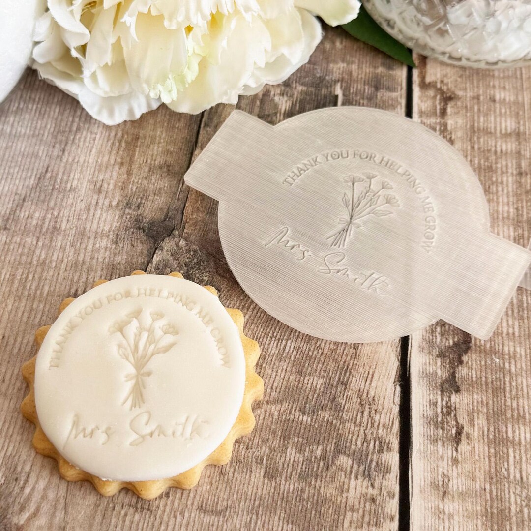 Personalised Thank You Teacher Cupcake Icing Stamp, Cookie Embosser ...