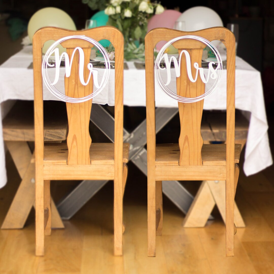 30cm Personalised Chair Sign, Wooden Mr Mrs Wedding Decoration, Bride ...