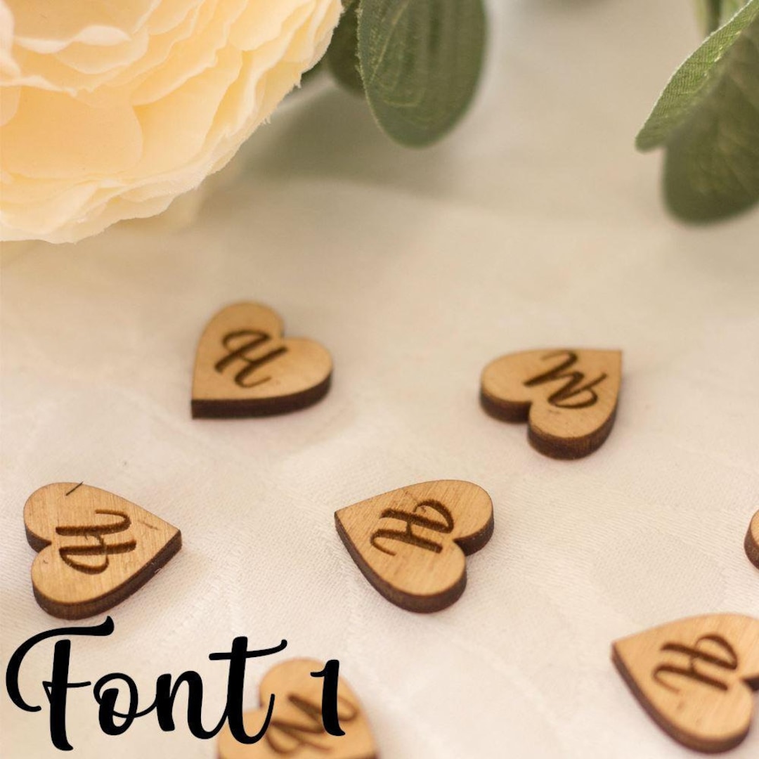 72 Personalised Wooden Heart Table Scatters, Oak Veneer Heart Table ...