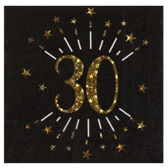 10 Black Gold 30th Birthday Party Napkins Foil 30th Birthday - Etsy