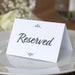 4 Reserved Wedding Cards, Traditional Place Cards, Seating Party Table ...