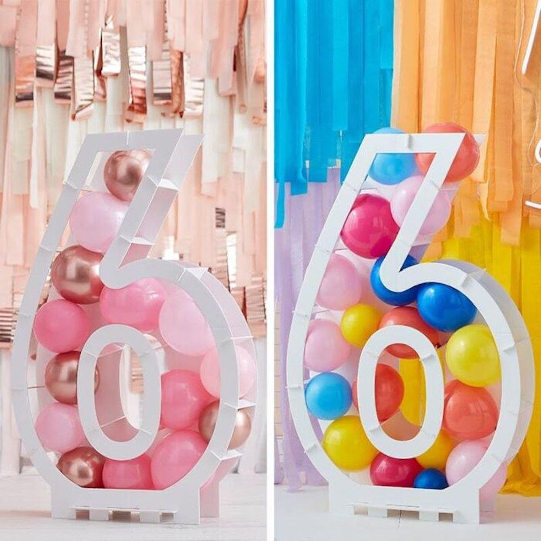 Large Number 6 Balloon Stand, Birthday Table Decoration, Balloon Holder ...