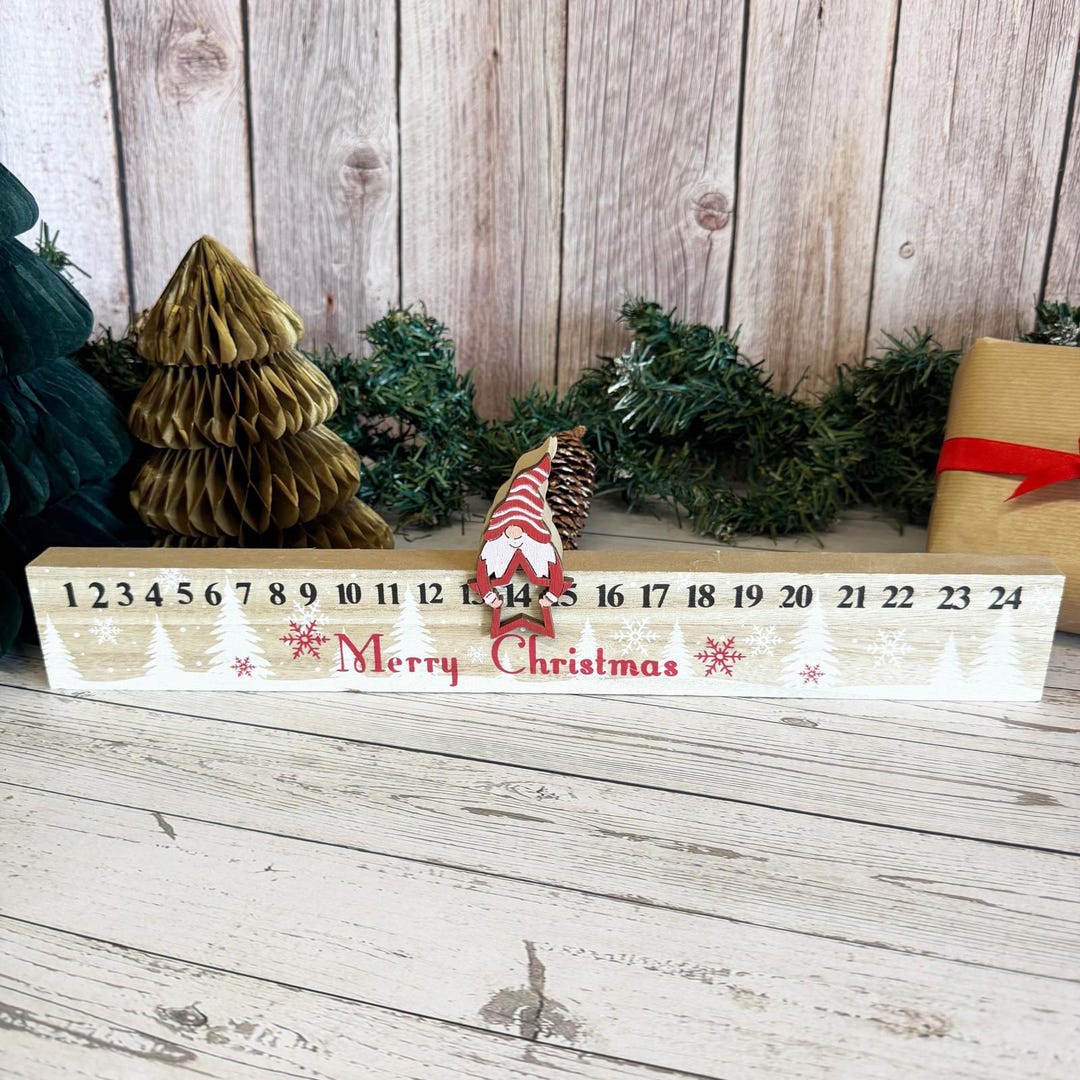 Christmas Santa Slider Advent Countdown, Festive Table Decoration ...