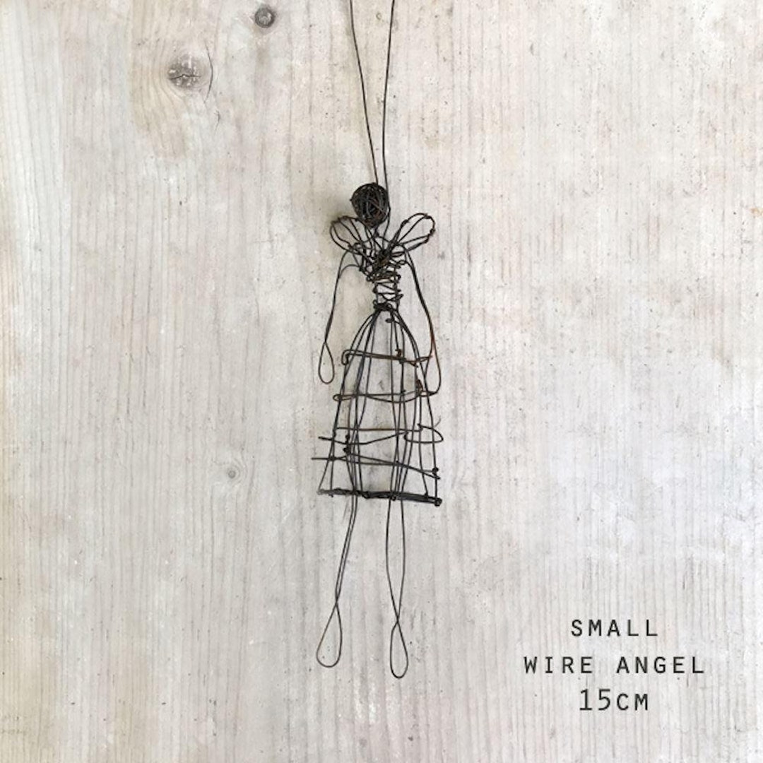 Small Rustic Woven Wire Angel Decoration, Christmas Angel Gift, Festive ...