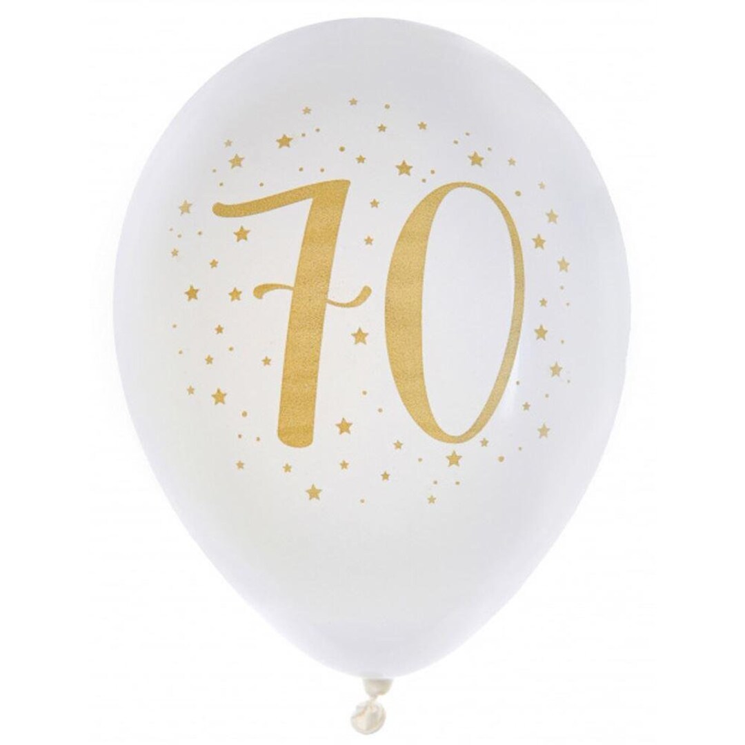 8 Gold Age 70 Balloons, 70th Birthday Party Balloons, 70th Party ...
