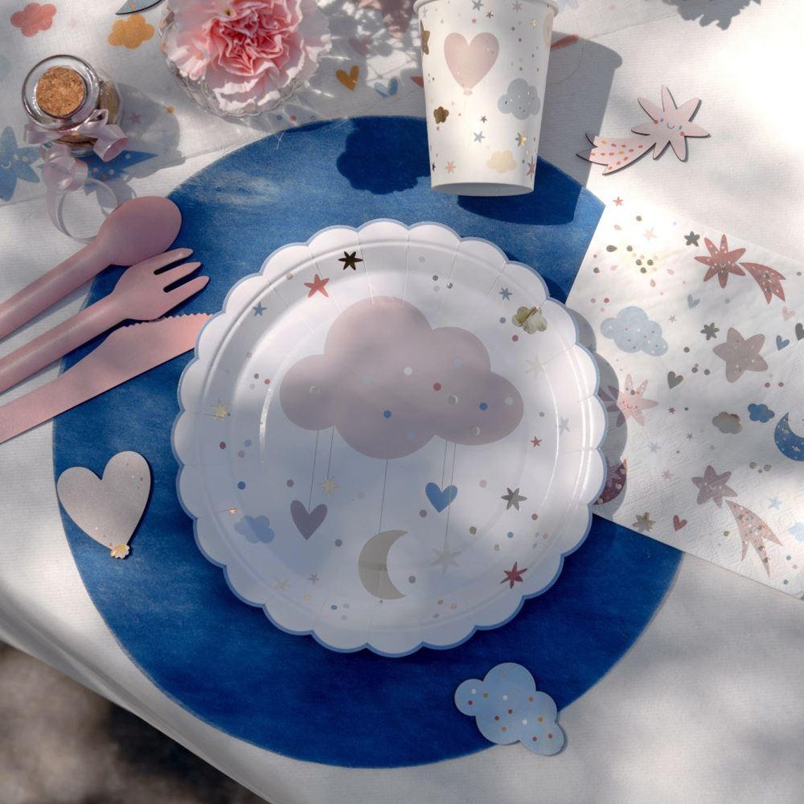 10 Hearts Stars Paper Plates, Baby Shower Plates, Childrens 1st ...
