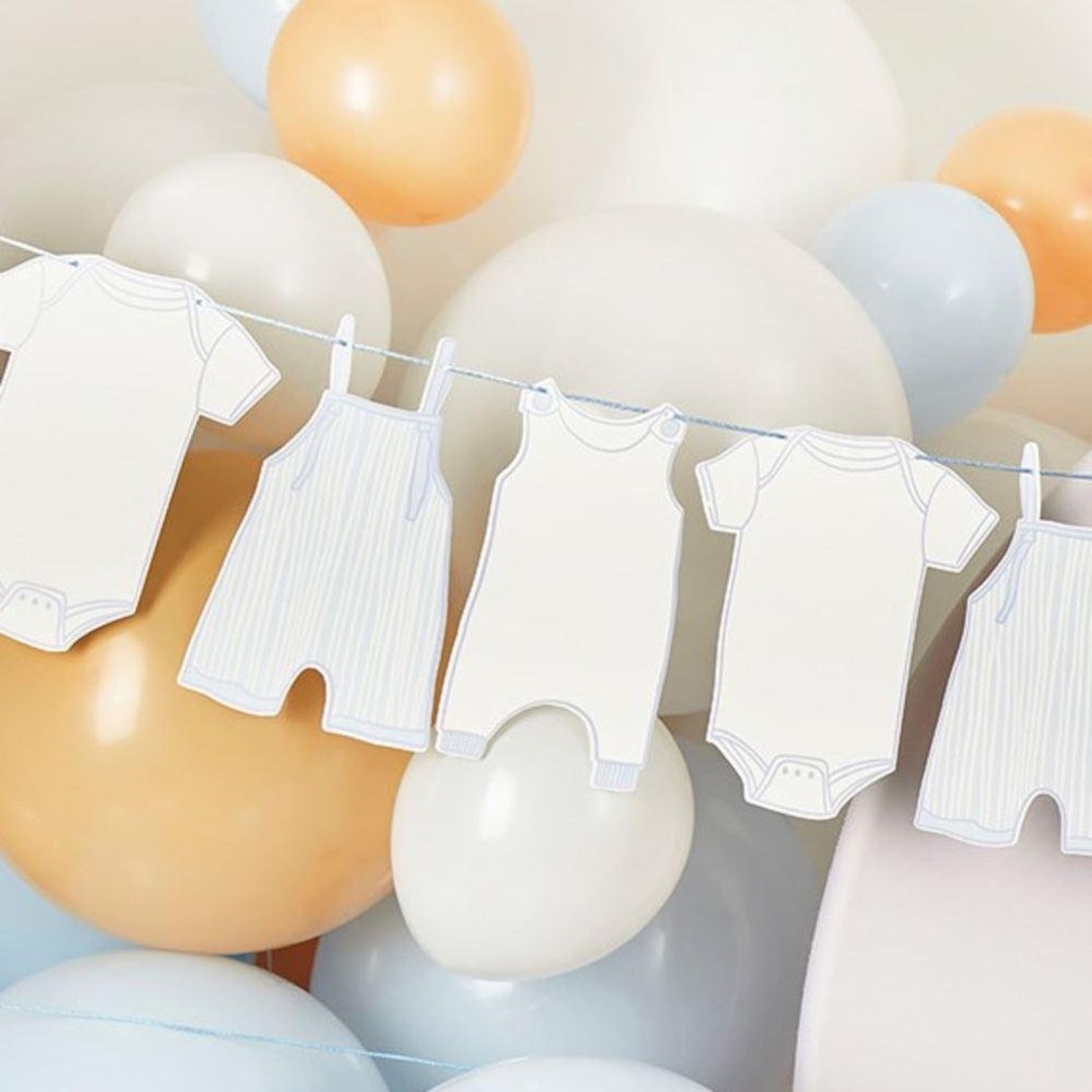 Blue Baby Shower Garland, Babygrow Hanging Decoration, Baby Shower ...