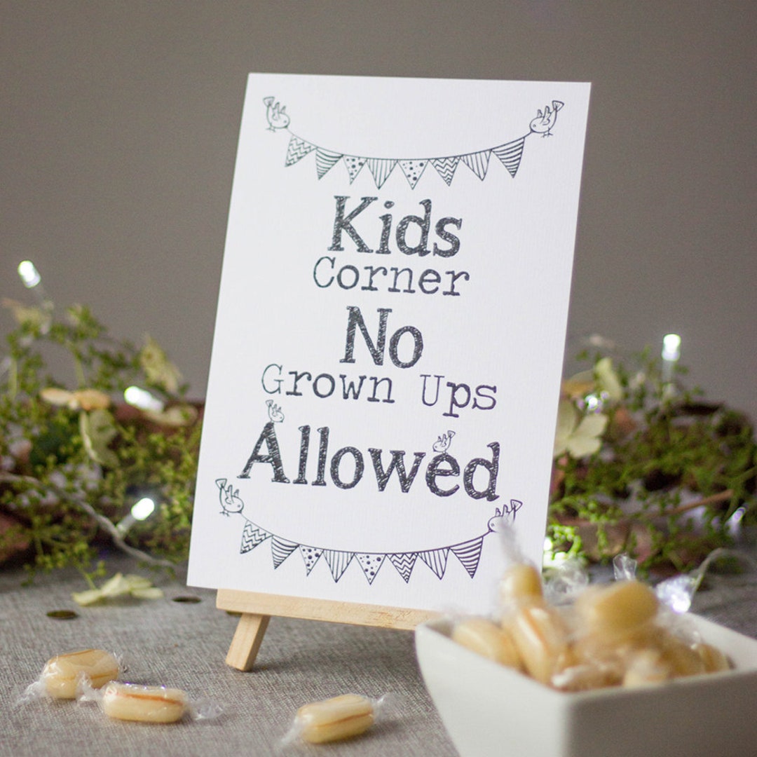 Kids Table Wedding Sign & Easel, Fun Wedding Party Table Decoration ...