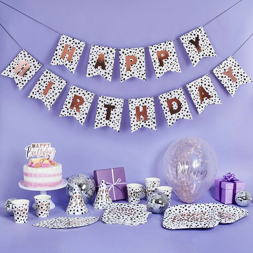 Dalmatian Birthday Tableware Rose Gold Foiled Happy Birthday - Etsy