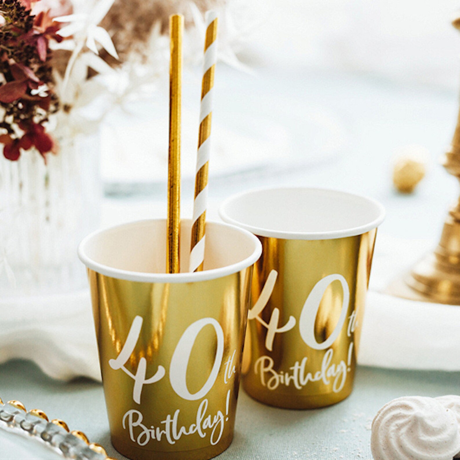 6 Gold 40th Birthday Party Paper Cups 40th Birthday Cups - Etsy
