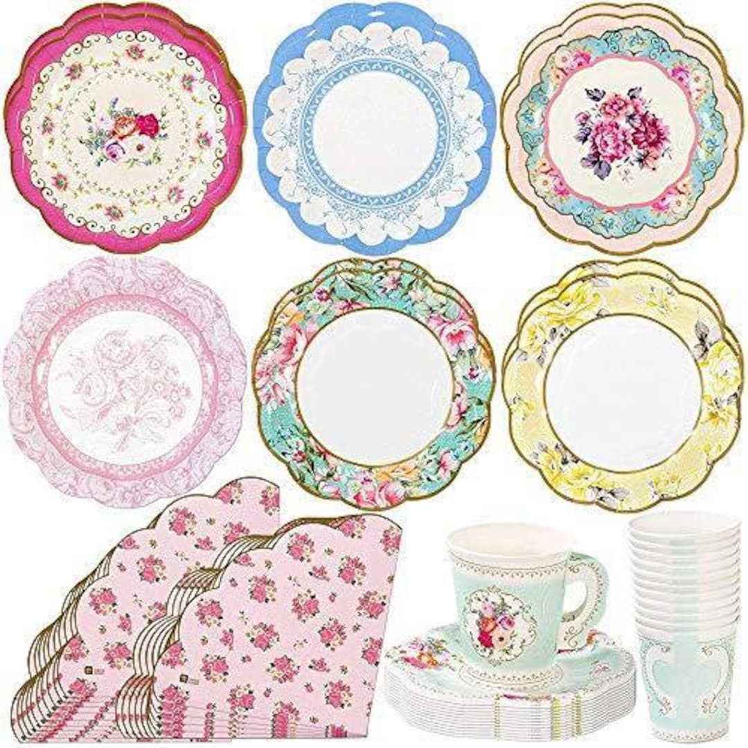 Afternoon Tea Party Pack for 12 People, Scalloped Napkins Paper Cups ...