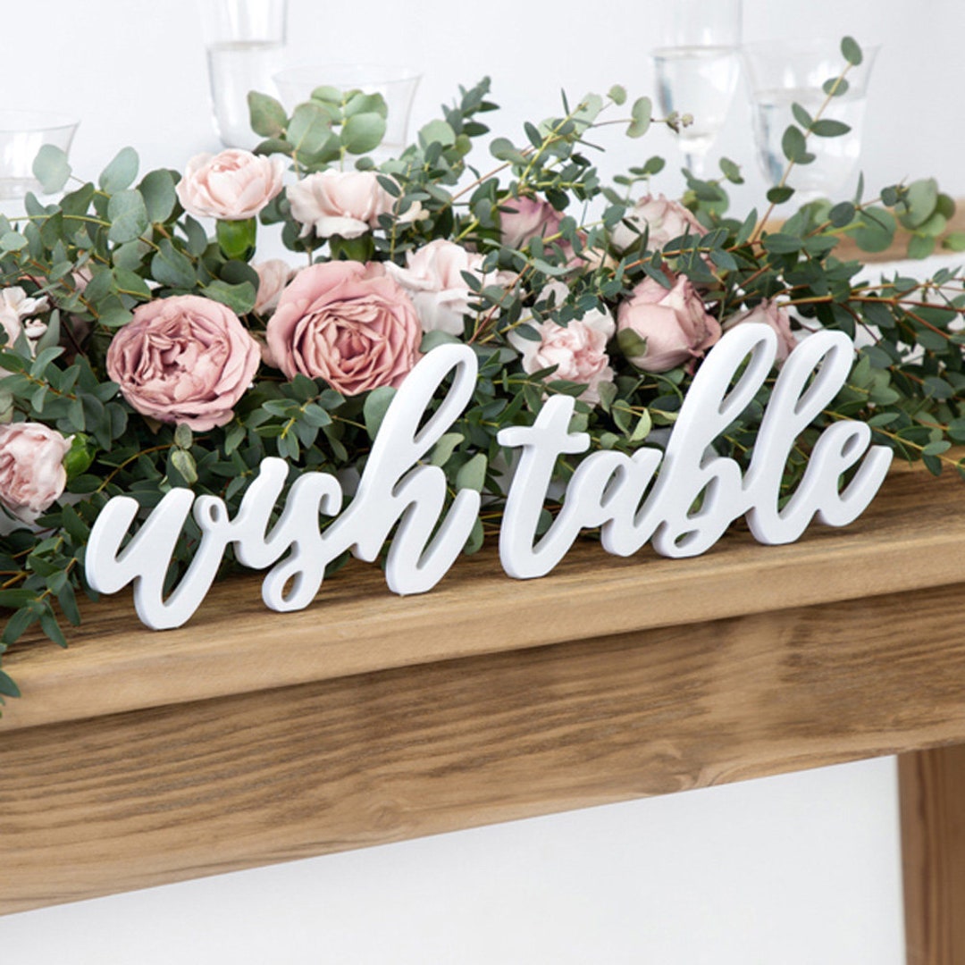 White Wooden Wish Table Sign, Rustic Wedding Sign, Wedding Decoration ...
