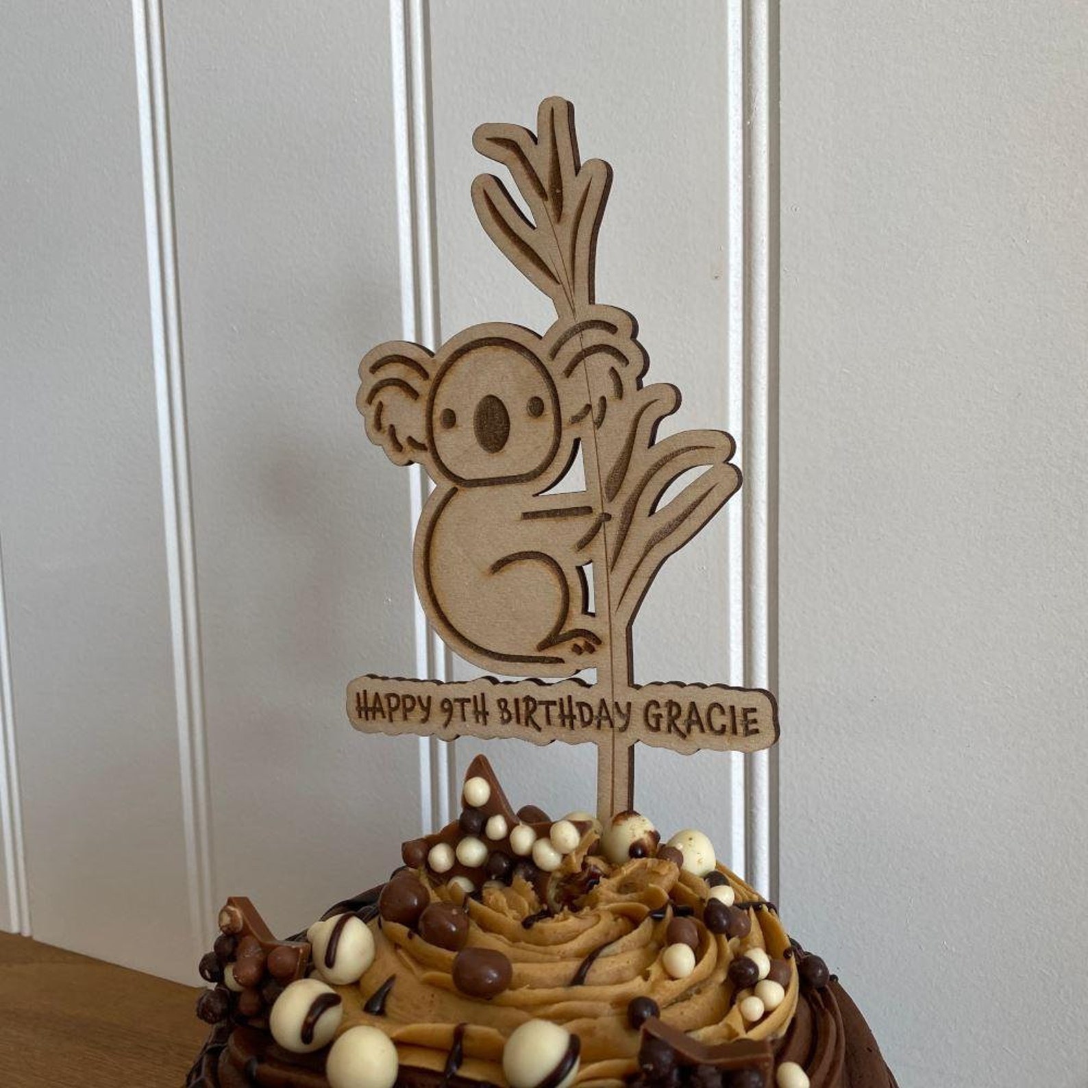 Wooden Personalised Koala Cake Topper Childrens Animal - Etsy