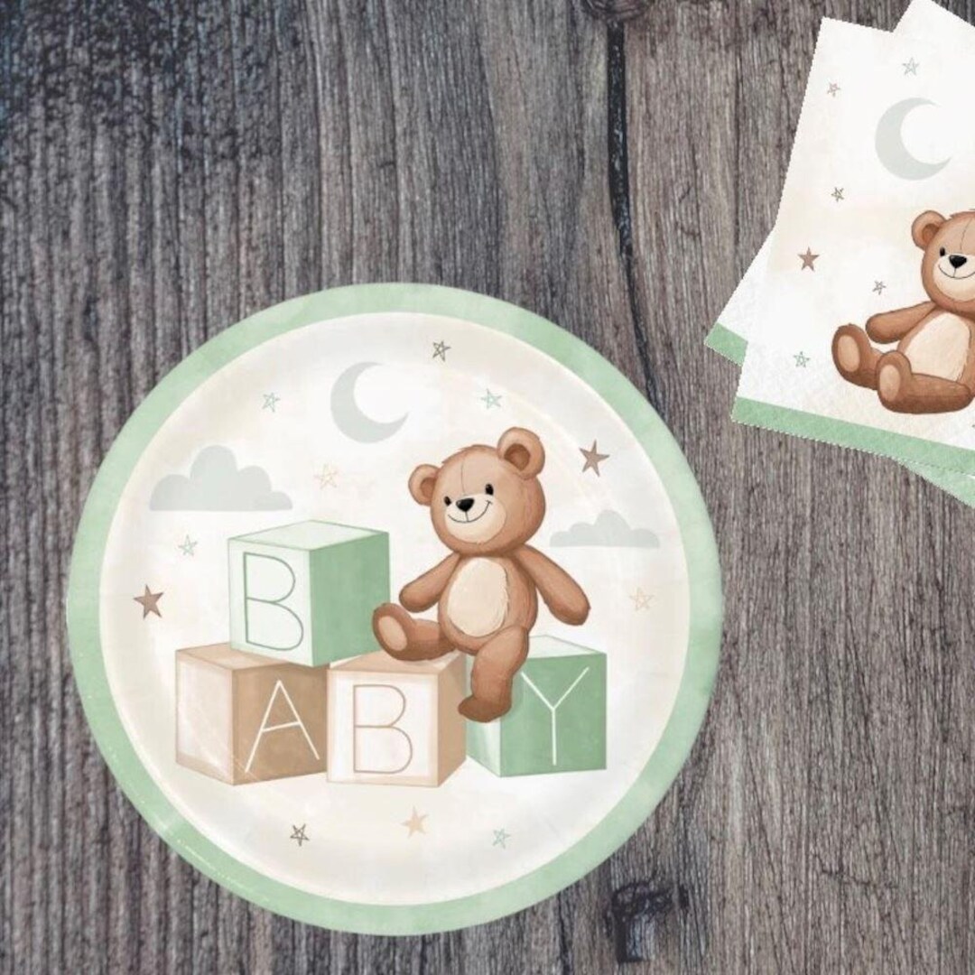 8 Teddy Bear Party Dinner Plates Childrens Partyware Large - Etsy