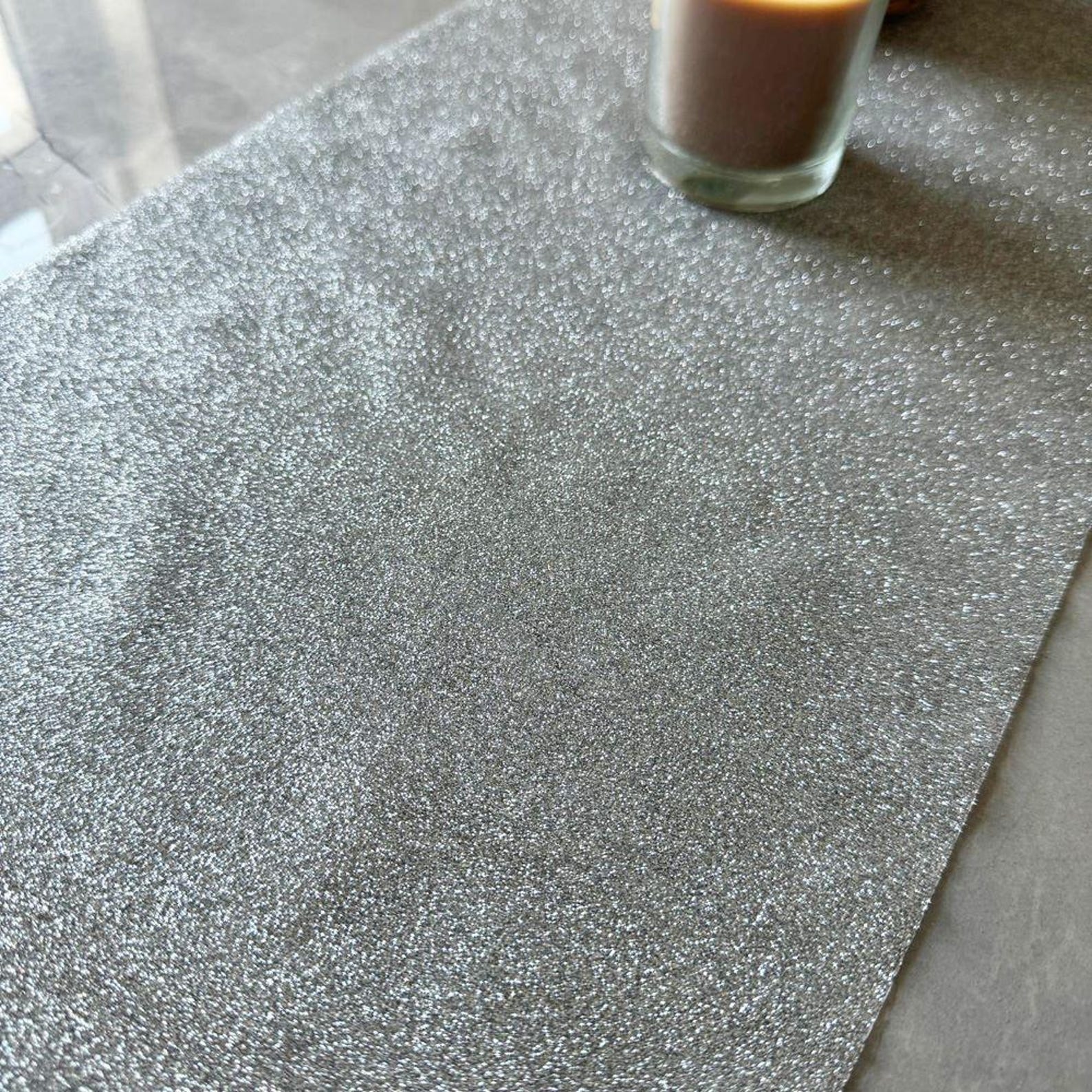 Silver Glitter Table Runner, Christmas Sparkle Table Covering, Silver ...
