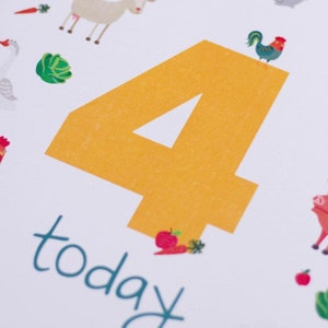 Farm Animals 4th Birthday Table Sign, Farm Birthday Sign, 4 Today Card ...