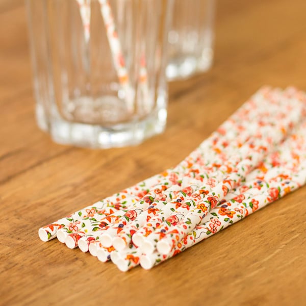 Floral Paper Straws - Etsy