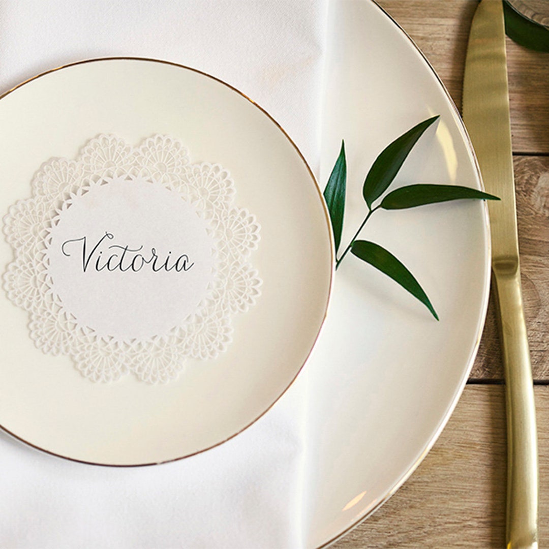 10 Rosette Style Lace Round Place Cards, Wedding Table Place Cards ...