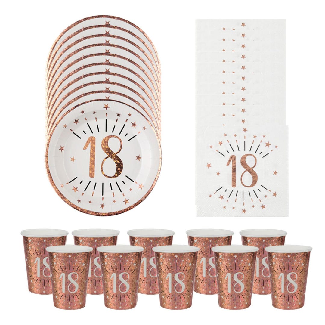18th Birthday Party Pack for 10 People, Rose Gold 18th Birthday ...