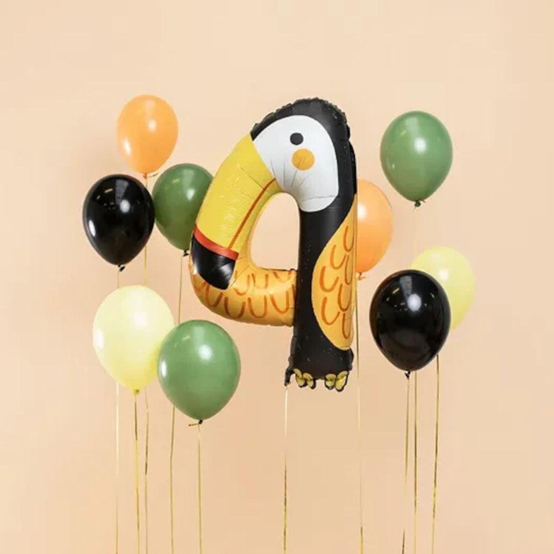 Toucan Bird Foil Balloon Number 4, Animal 4th Birthday Balloon ...