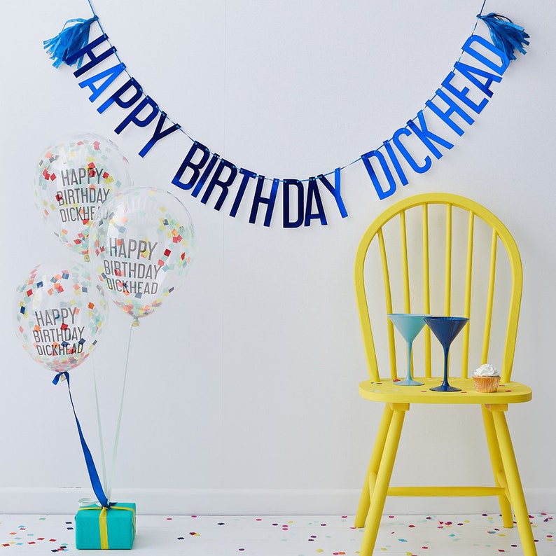 Naughty Party Happy Birthday Dickhead Bunting And 5 Etsy Uk