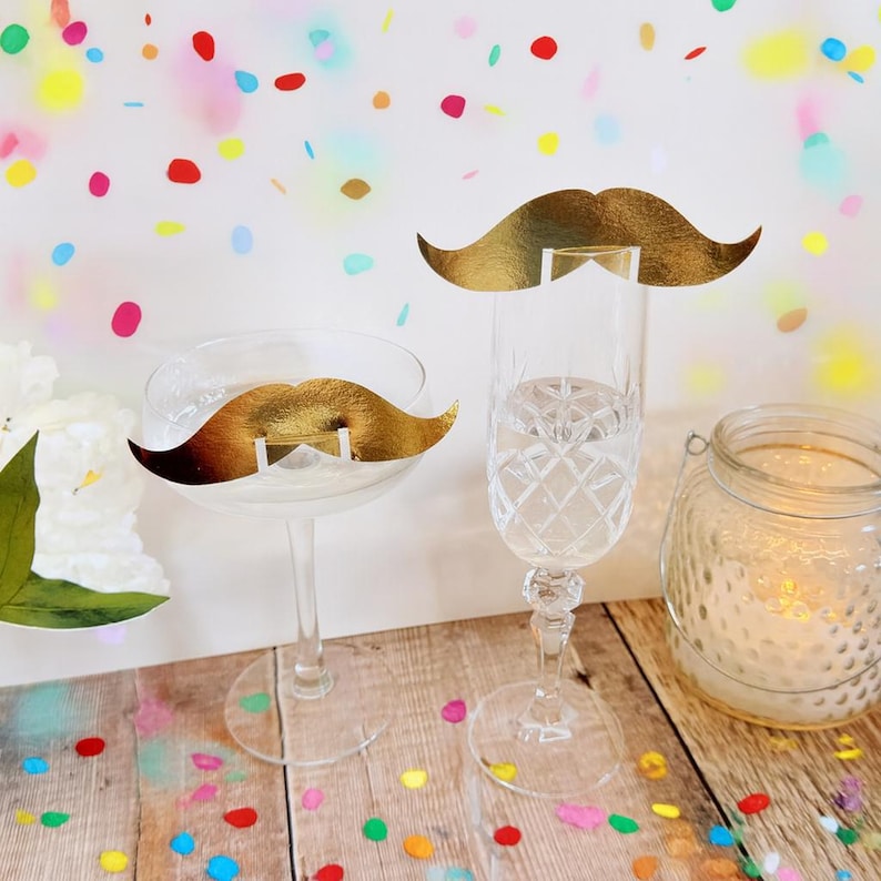 10 Moustache Drink Toppers, Novelty Movember Glass Decorations, Glass ...