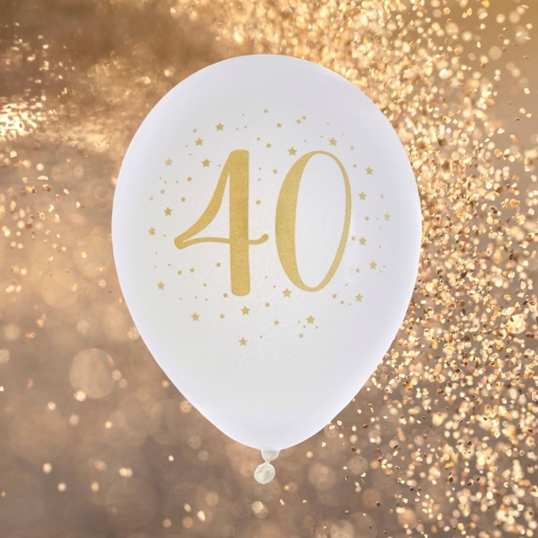8 Gold 40th Birthday Balloons, Age 40 Balloon Decorations, 40th ...