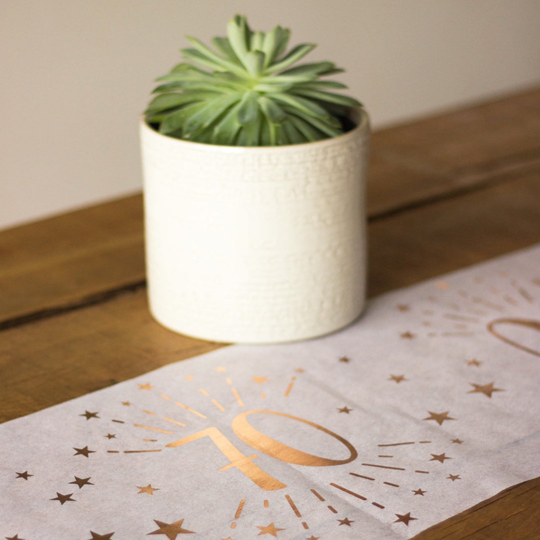 Rose Gold 70th Birthday Table Runner, 70th Birthday Sparkling Foil ...