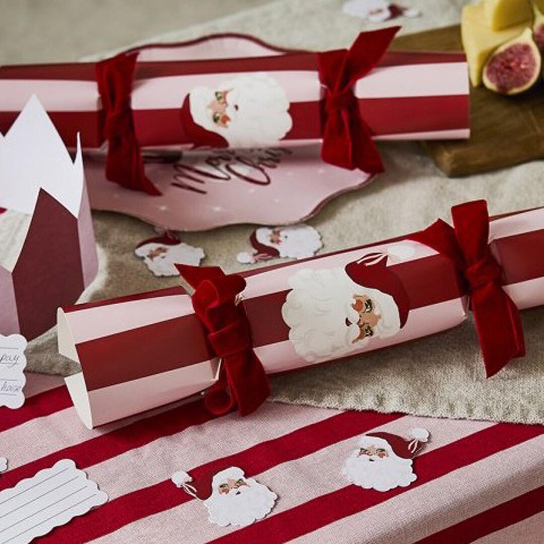 6 Christmas DIY Santa Baby Crackers – Red and Pink Holiday Party Favors ...