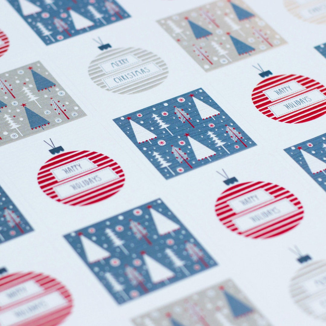 Christmas Baubles Happy Holidays Stickers, Christmas Sticker Sheet ...
