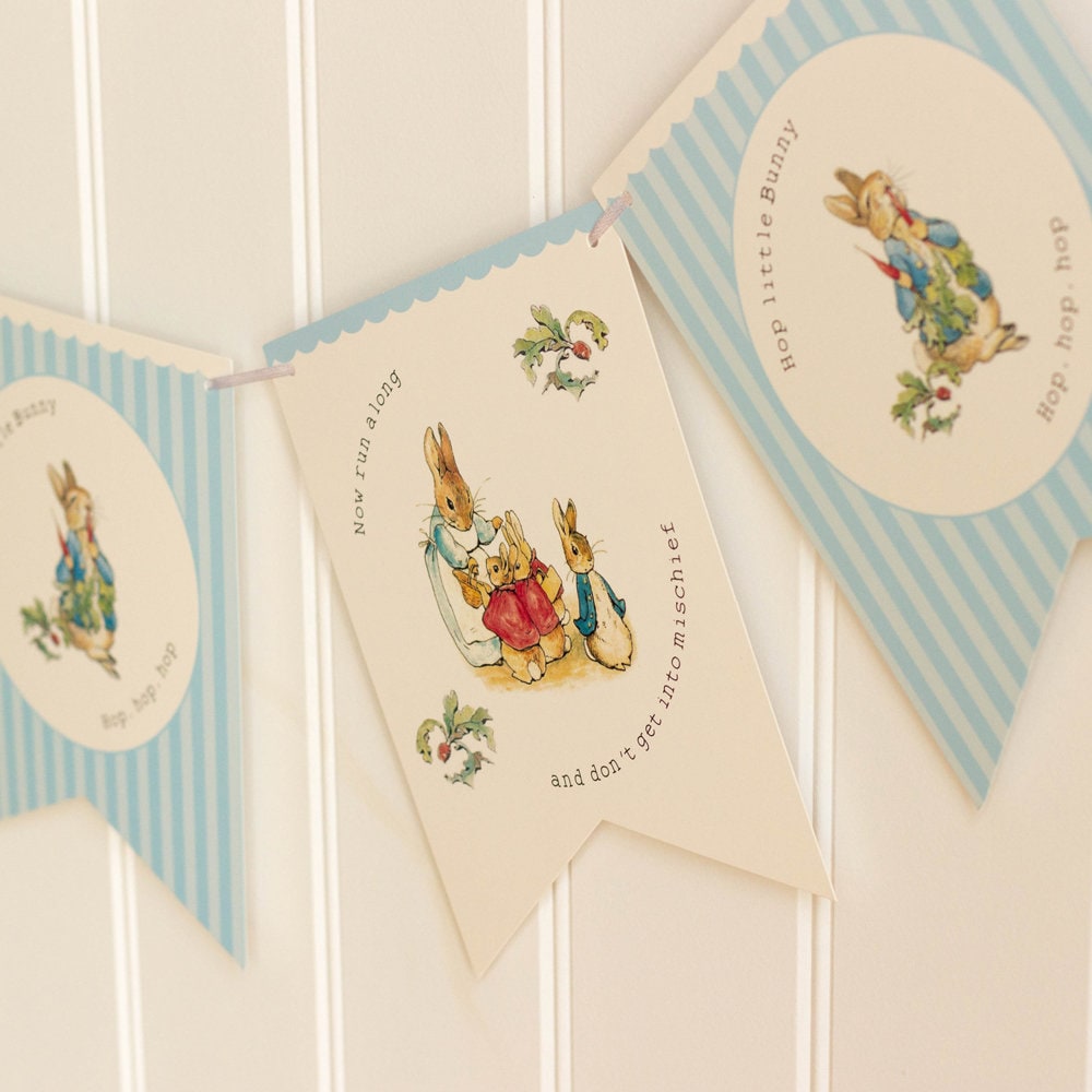 Peter Rabbit Bunting Garland Christening Party Decoration | Etsy UK