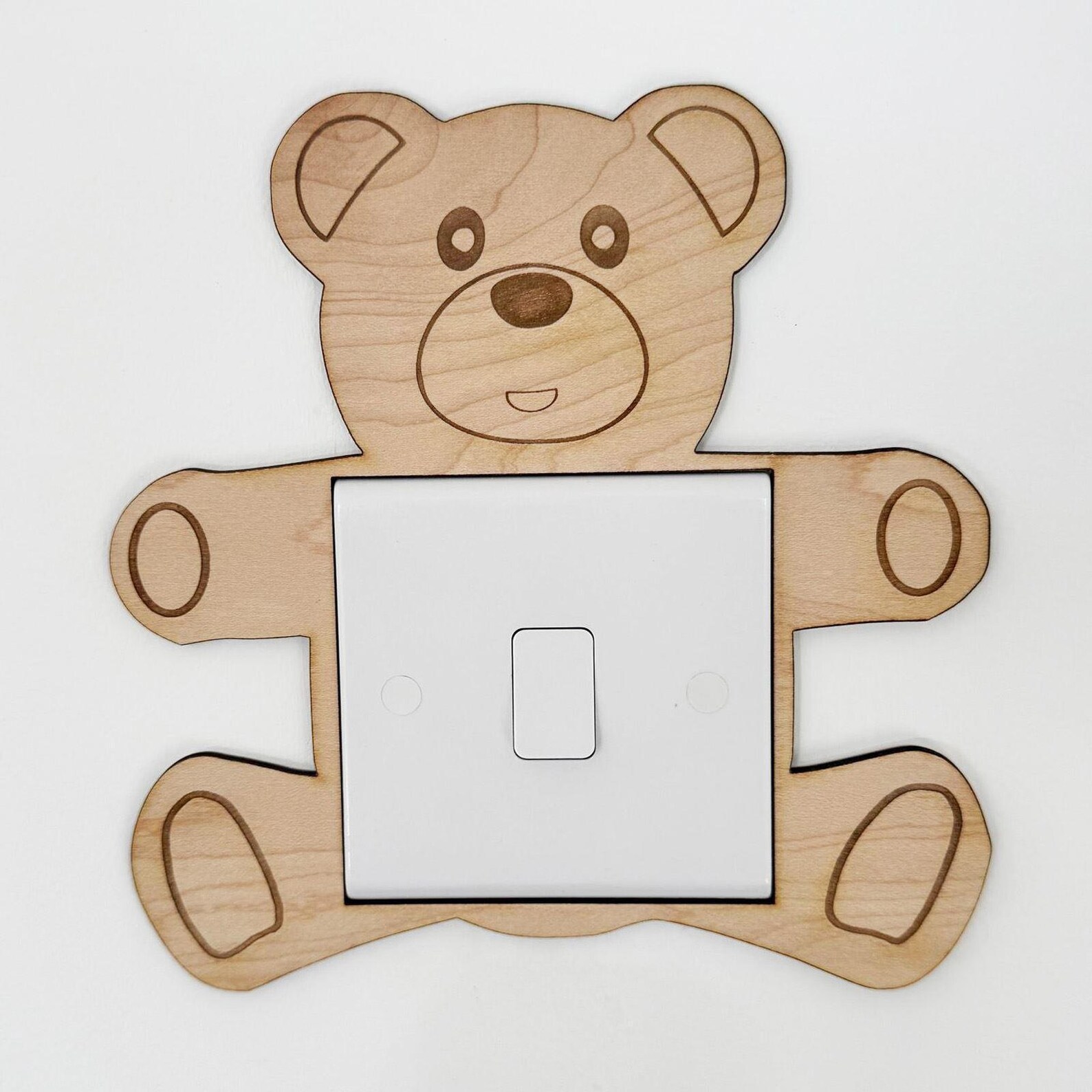 Teddy Bear Light Switch Surround, Wooden Nursery Light Cover, Children ...