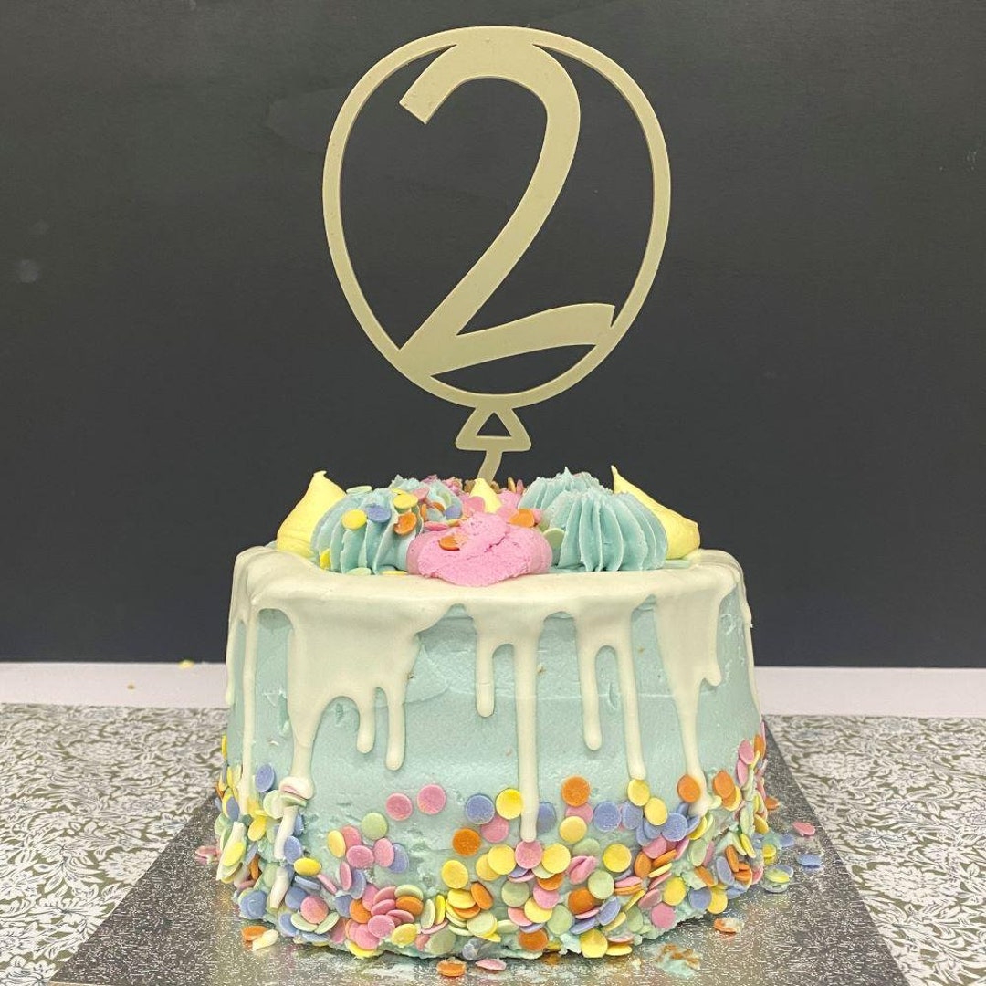 Acrylic Number 2 Cake Topper, 2nd Birthday Balloon Shape Cake Topper ...
