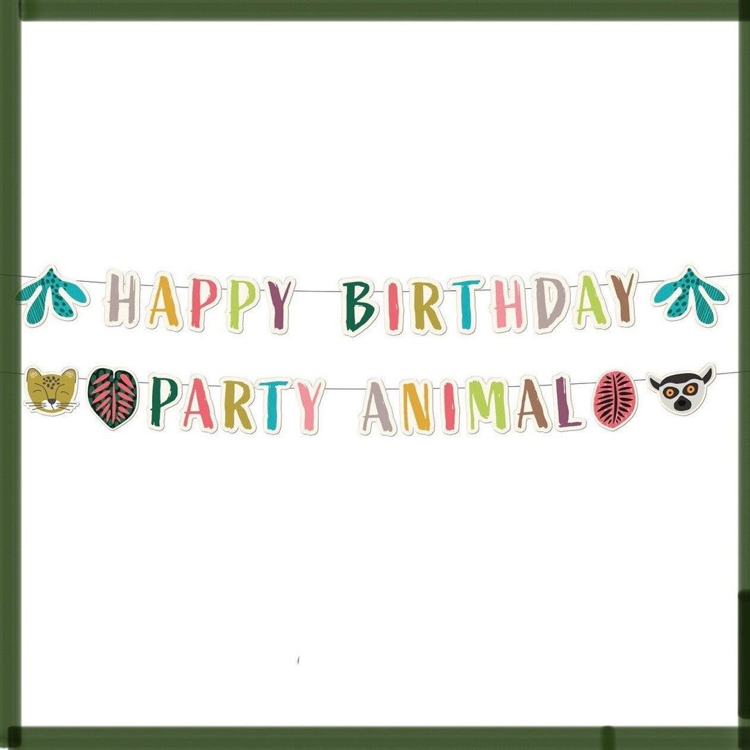 Happy Birthday Party Animal Banner, Childrens Animal Birthday Party ...