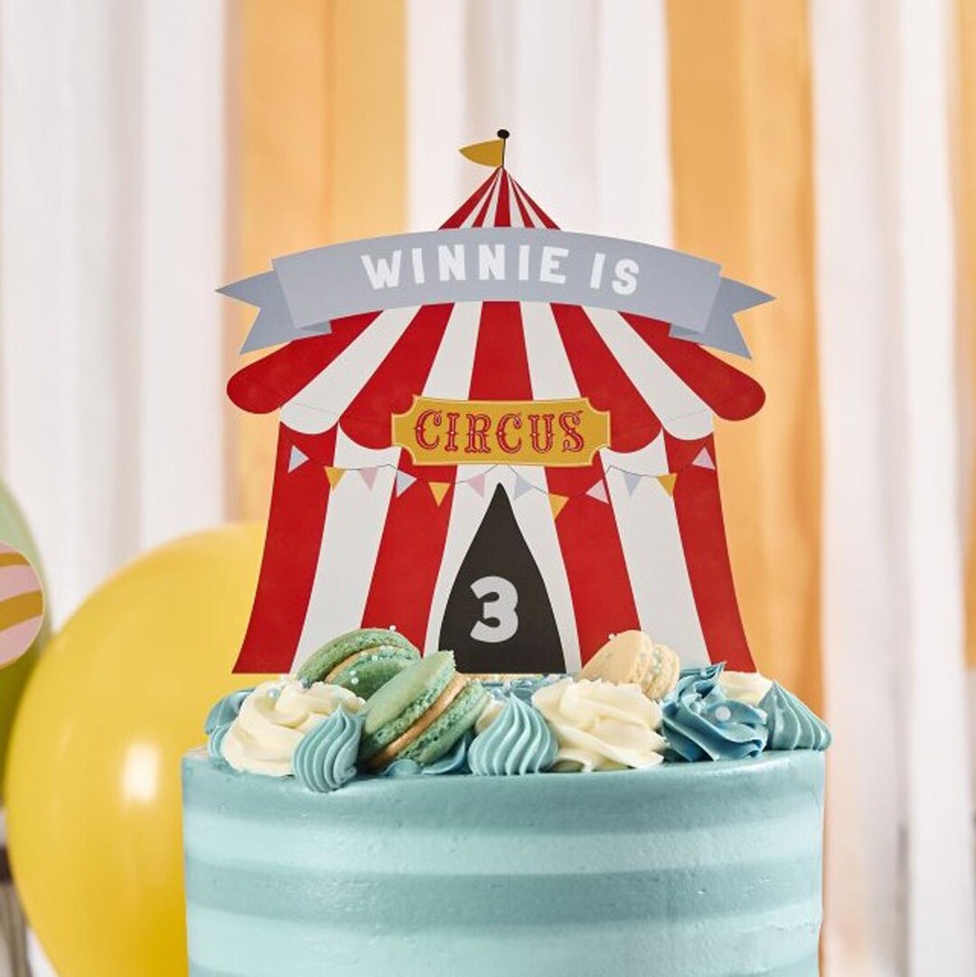 Custom Circus Tent Themed Cake Topper, Childrens Birthday Party Cake ...