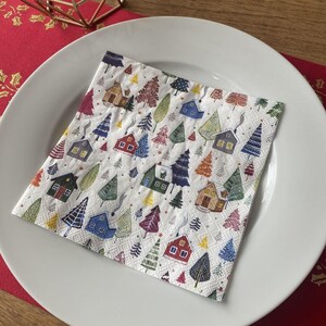 20 Large Winter Nordic Tree Paper Napkins, Christmas Party Table ...
