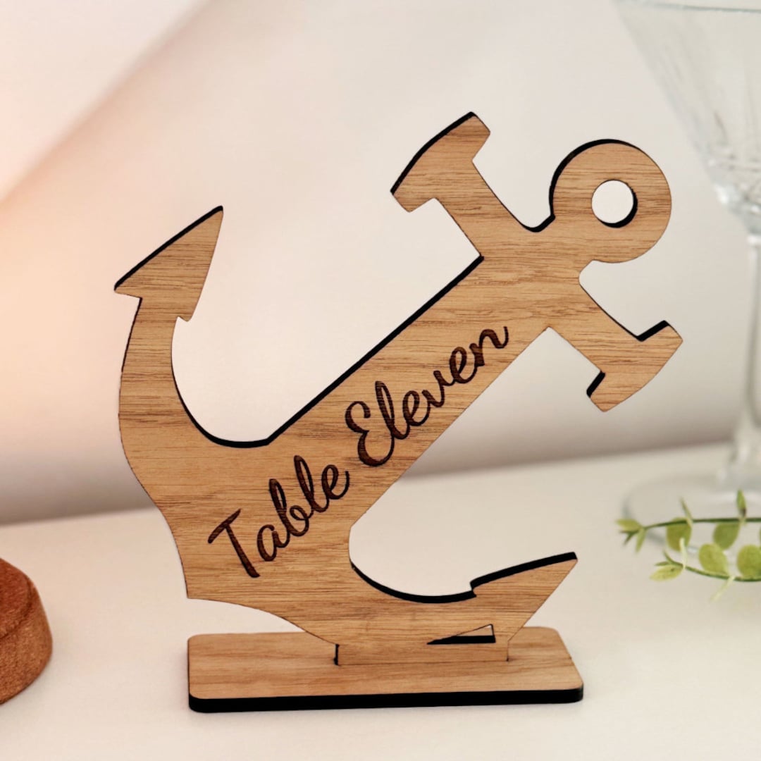Nautical Anchor Table Number Name, Navy Wedding Centrepiece, Beach ...