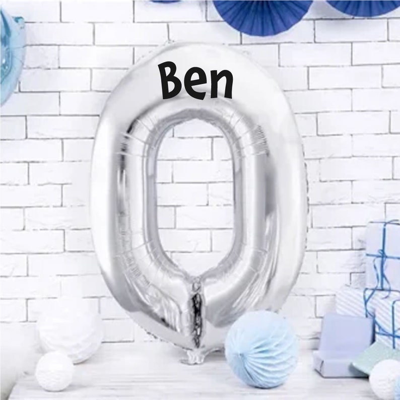 Personalised Jumbo Silver Number 0 Balloon, Birthday Age Balloon With ...