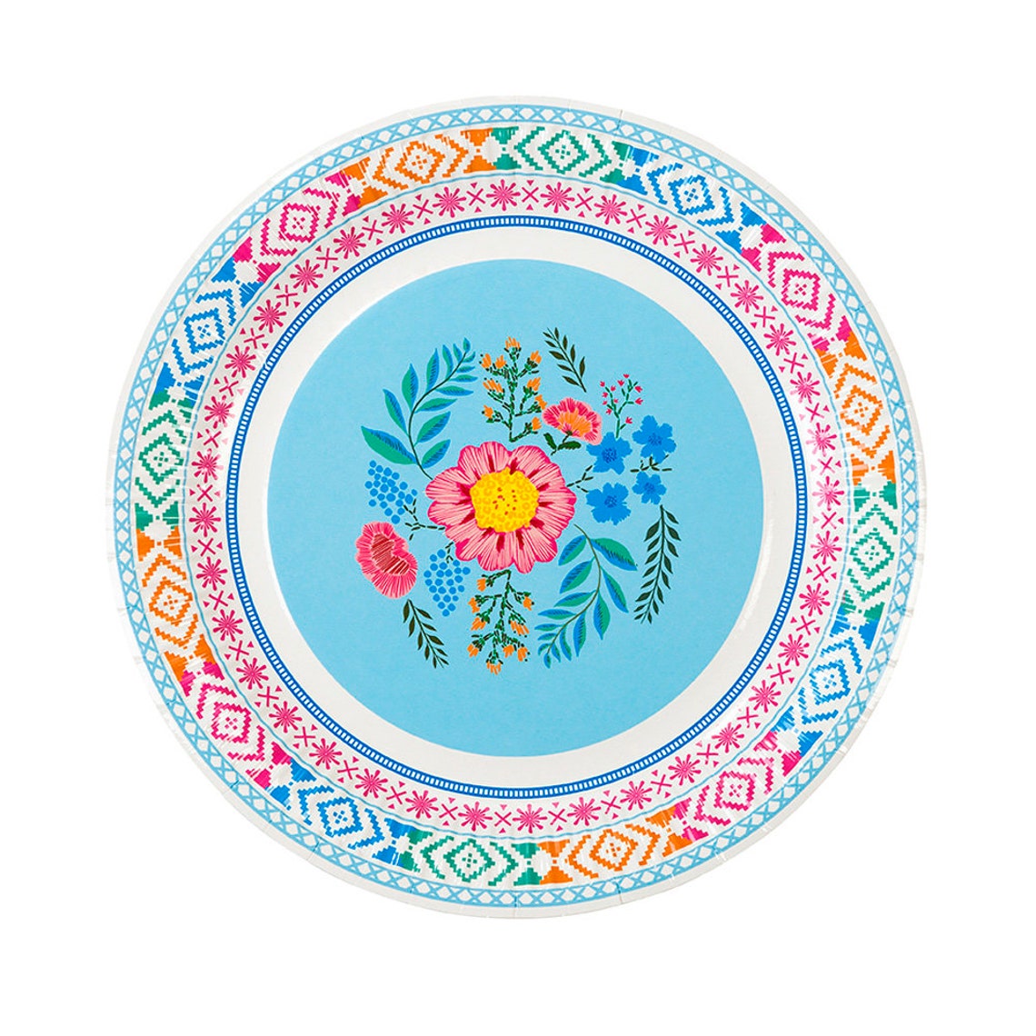 12 Floral Boho Bright Paper Party Plates Boho Wedding Plates - Etsy UK